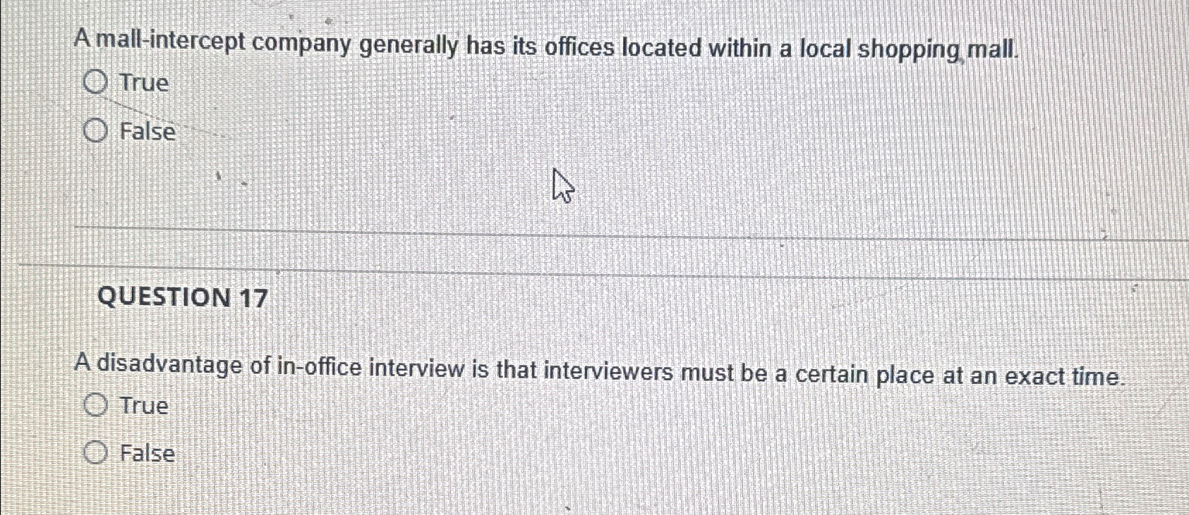 Solved A mall-intercept company generally has its offices | Chegg.com