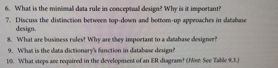 Solved What is the minimal data rule in conceptual design? | Chegg.com
