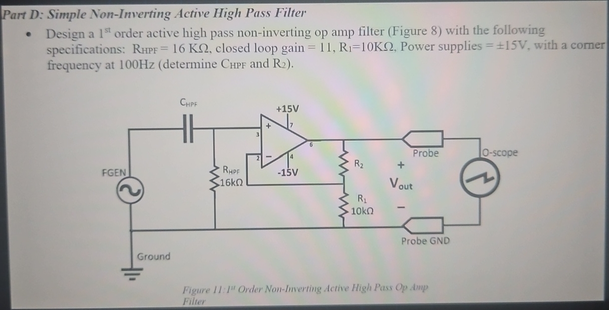 Solved Part D Simple Non Inverting Active High Pass 
