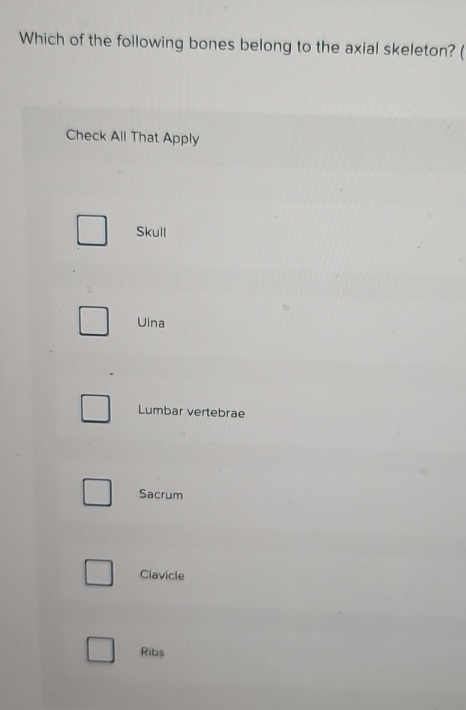 Solved Which of the following bones belong to the axial | Chegg.com