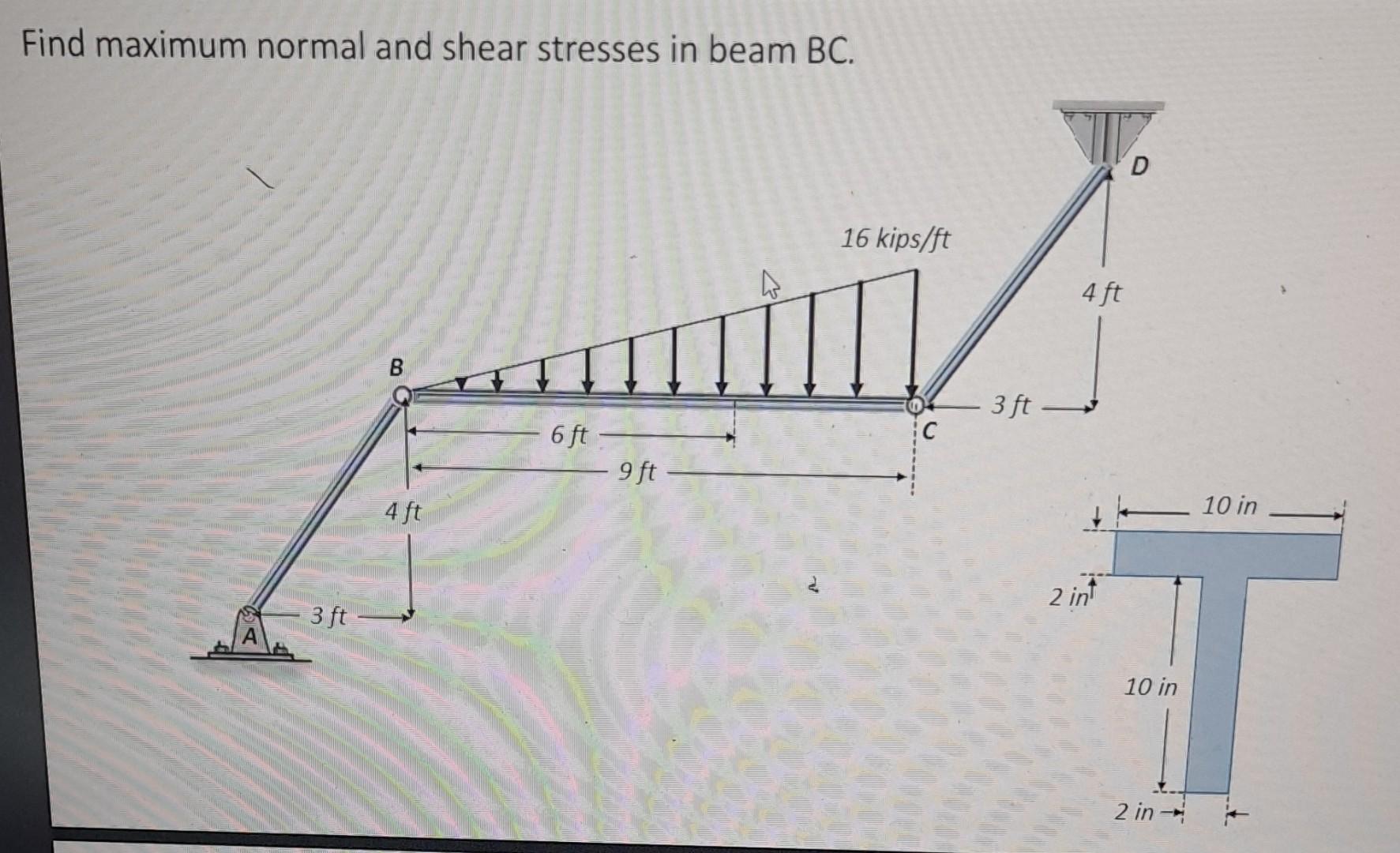 Solved Find maximum normal and shear stresses in beam BC. | Chegg.com