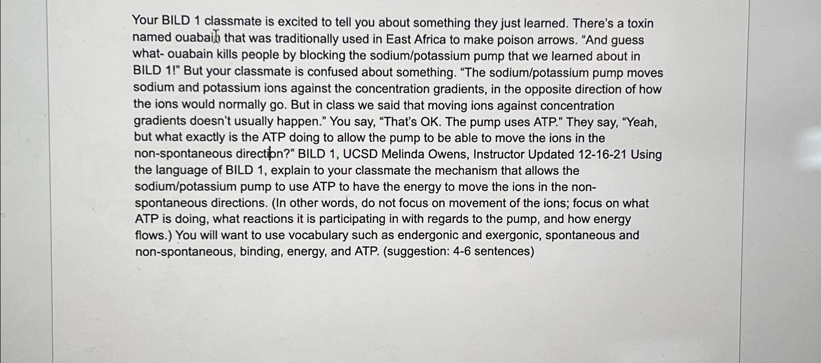 Solved Your BILD 1 ﻿classmate is excited to tell you about | Chegg.com