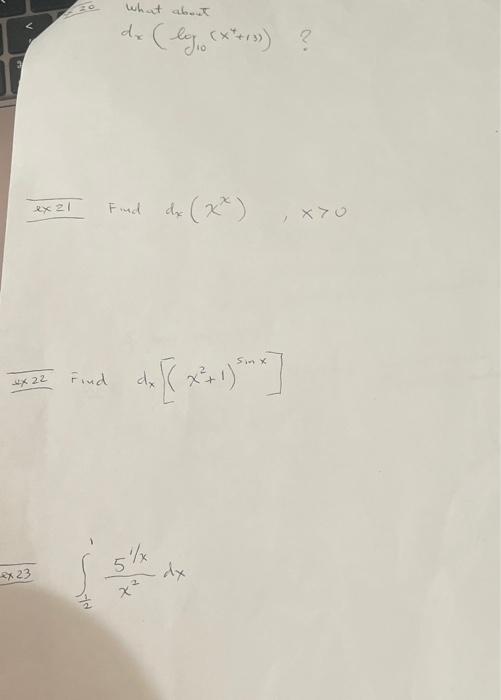Solved ex 21 Find dx(xx),x>0 4x22 Find dx[(x2+1)sinx] | Chegg.com