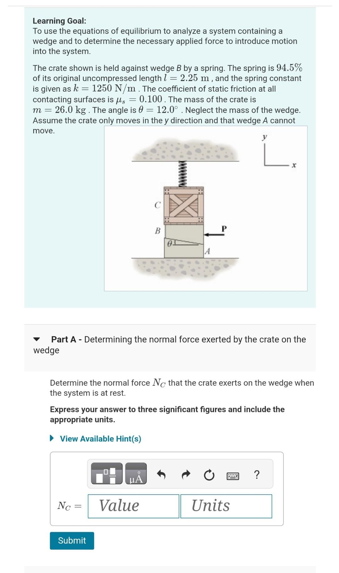 Solved Learning Goal: To use the equations of equilibrium to | Chegg.com