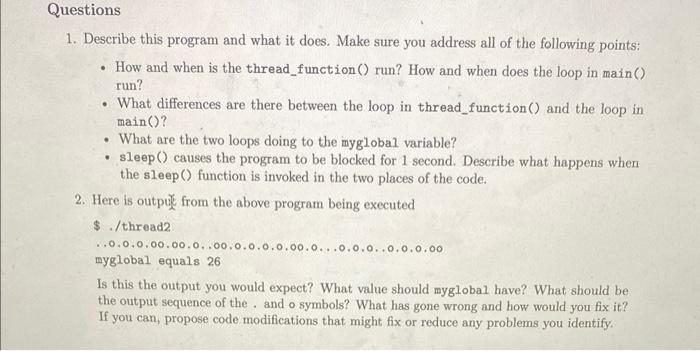 Solved 2 Posix Threads Consider The Following Code Using The