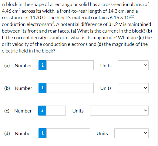 Solved A block in the shape of a rectangular solid has a | Chegg.com