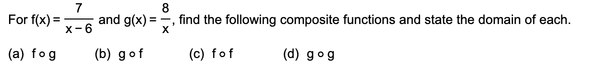 Solved For f(x)=7x-6 ﻿and g(x)=8x, ﻿find the following | Chegg.com