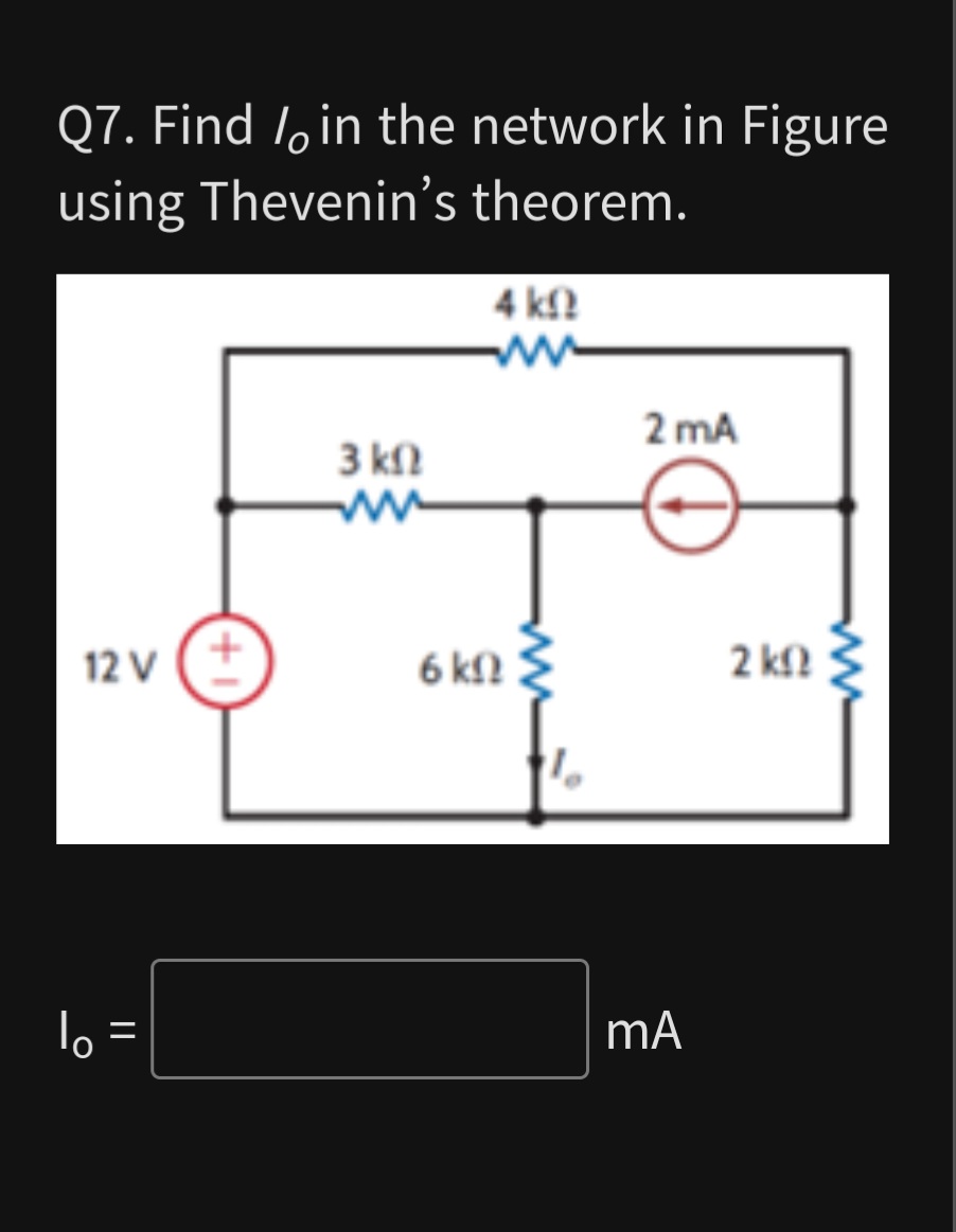 Solved Q7. ﻿Find IO ﻿in the network in Figureusing | Chegg.com