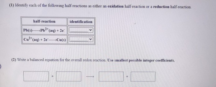 Solved (1) Identify each of the following half-reactions as | Chegg.com