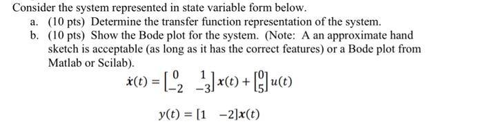 Solved Consider the system represented in state variable | Chegg.com