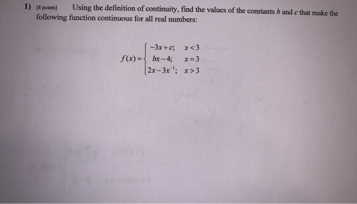 Solved Using the definition of continuity, find the values | Chegg.com