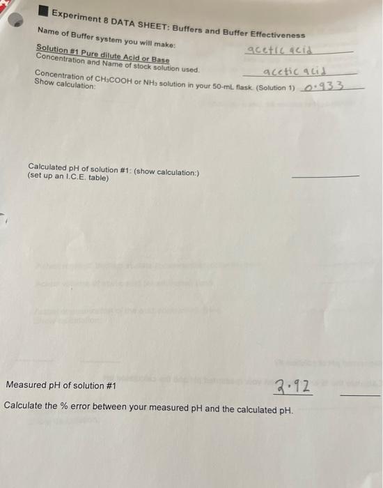 Solved Experiment 8 DATA SHEET: Buffers and Buffer | Chegg.com