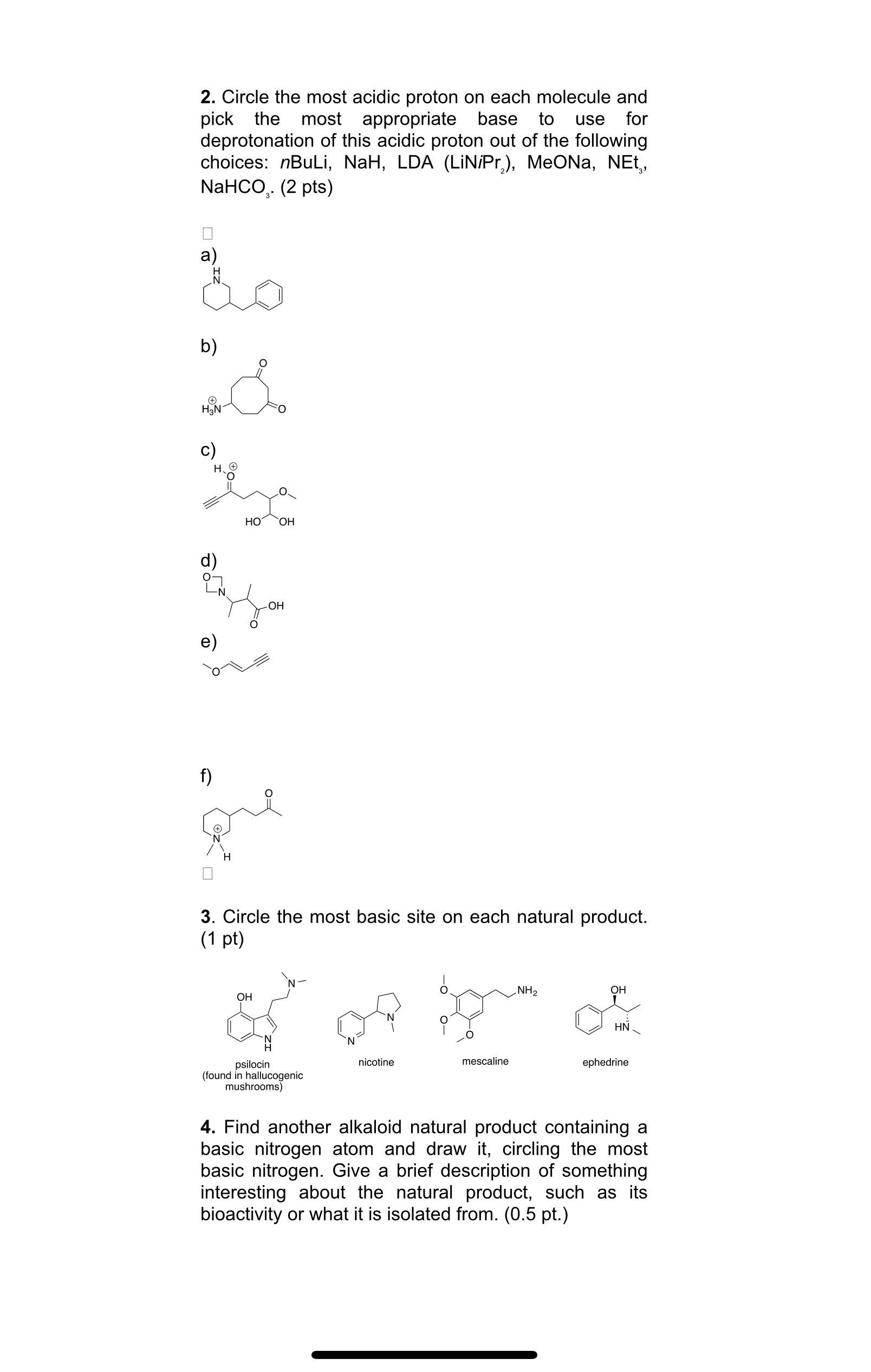 Solved Circle the most acidic proton on each molecule and | Chegg.com