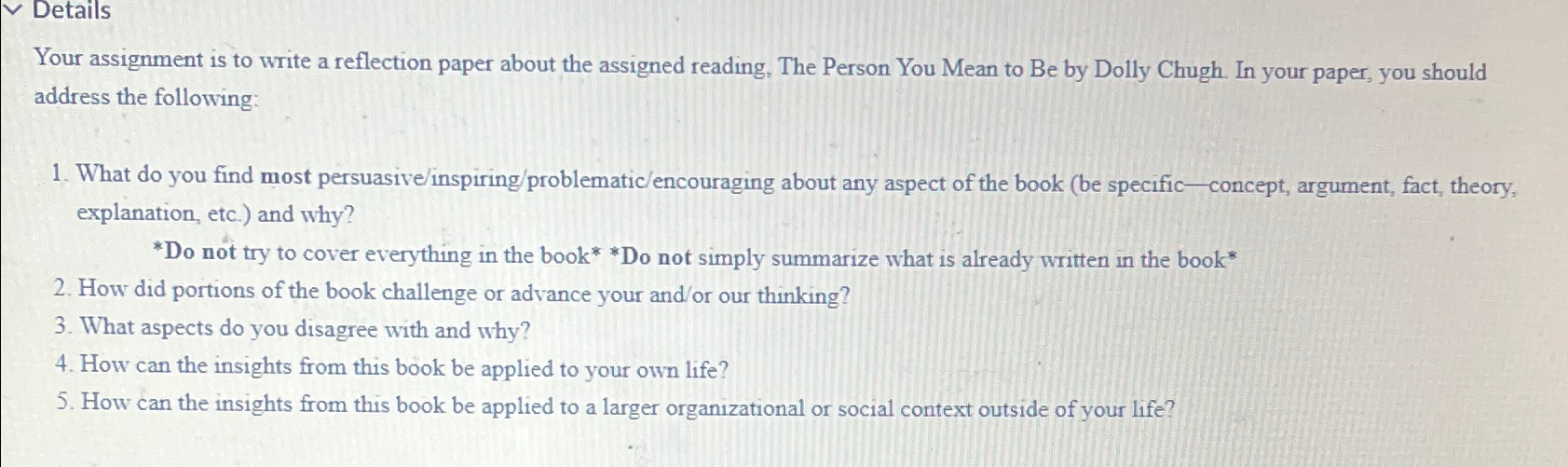Solved DetailsYour assignment is to write a reflection paper | Chegg.com