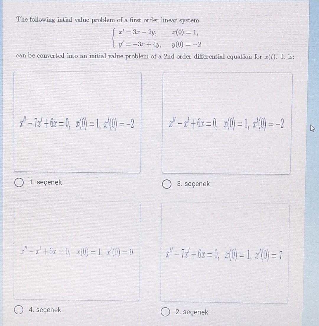 Solved The following intial value problem of a first order | Chegg.com