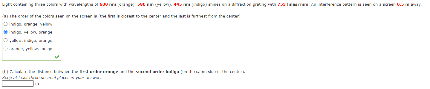 Solved (a) ﻿The order of the colors seen on the screen is | Chegg.com