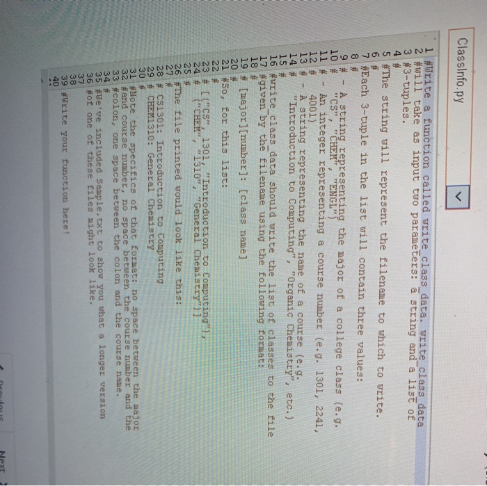 Solved Classinfo.py 1 #rite a function called | Chegg.com