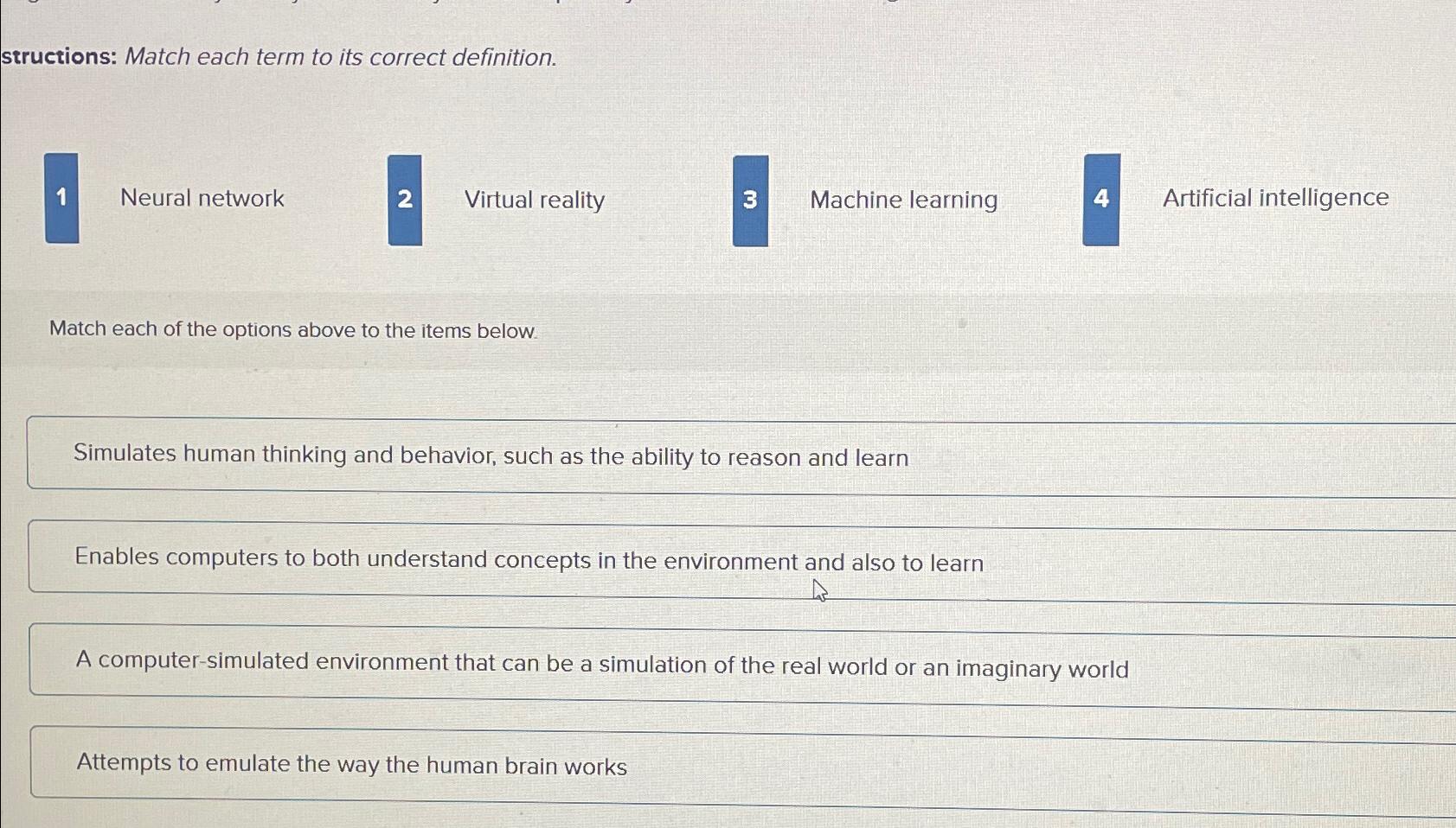 Solved structions: Match each term to its correct | Chegg.com