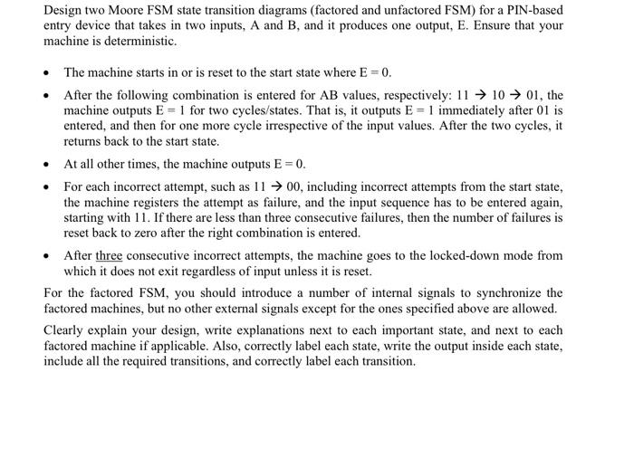 Solved Design two Moore FSM state transition diagrams | Chegg.com