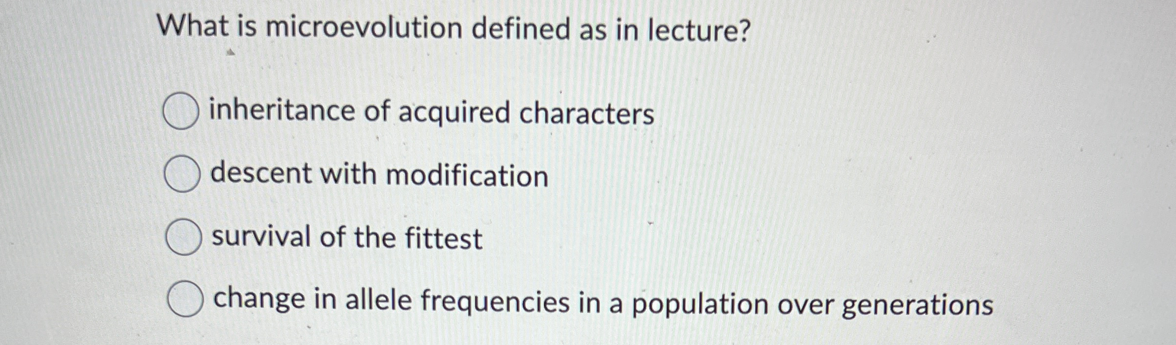Solved What is microevolution defined as in | Chegg.com