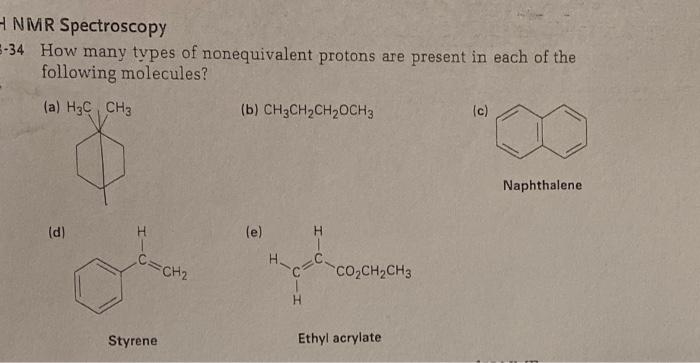 Solved NIRR Spectroscopy -34 How many types of nonequivalent | Chegg.com