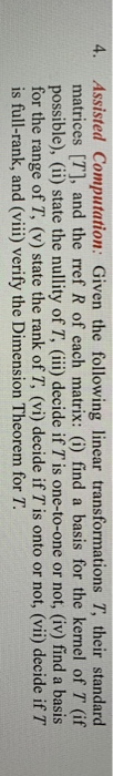 Solved 4. Assisted Computation: Given the following linear | Chegg.com