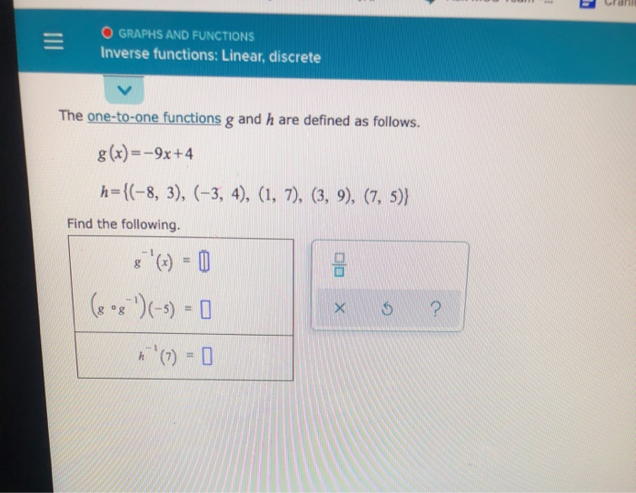 Solved OGRAPHS AND FUNCTIONS Inverse functions: Linear, | Chegg.com