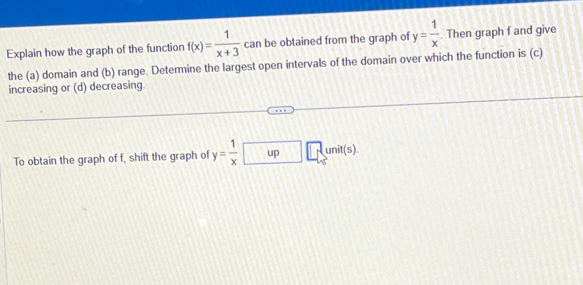Solved Explain how the graph of the function f(x)=1x+3 ﻿can | Chegg.com