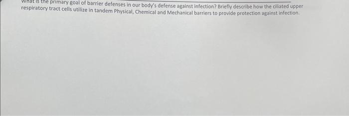 Solved respiratory tract cells ut of barrier defenses in our | Chegg.com