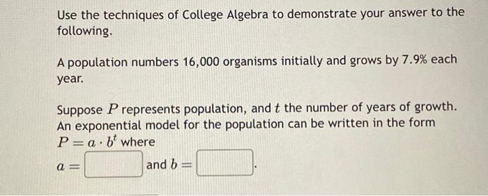 Solved Use the techniques of College Algebra to demonstrate | Chegg.com