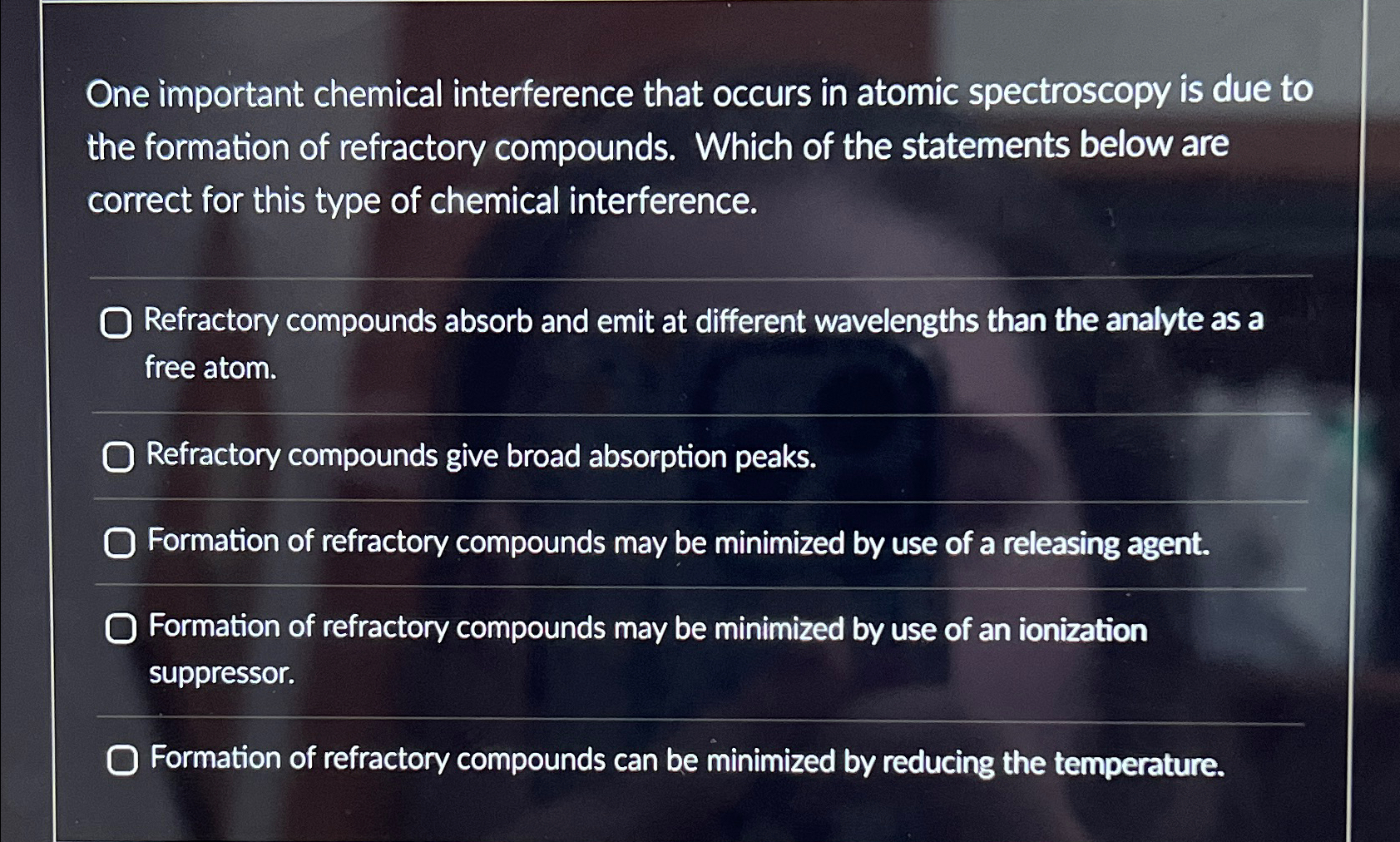 Solved One important chemical interference that occurs in | Chegg.com