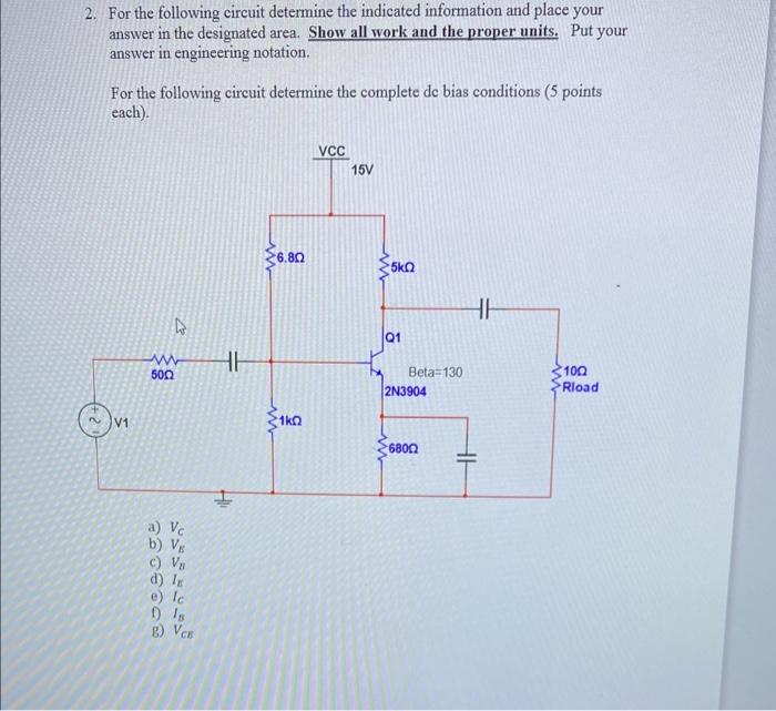 Solved For the following circuit determine the indicated | Chegg.com