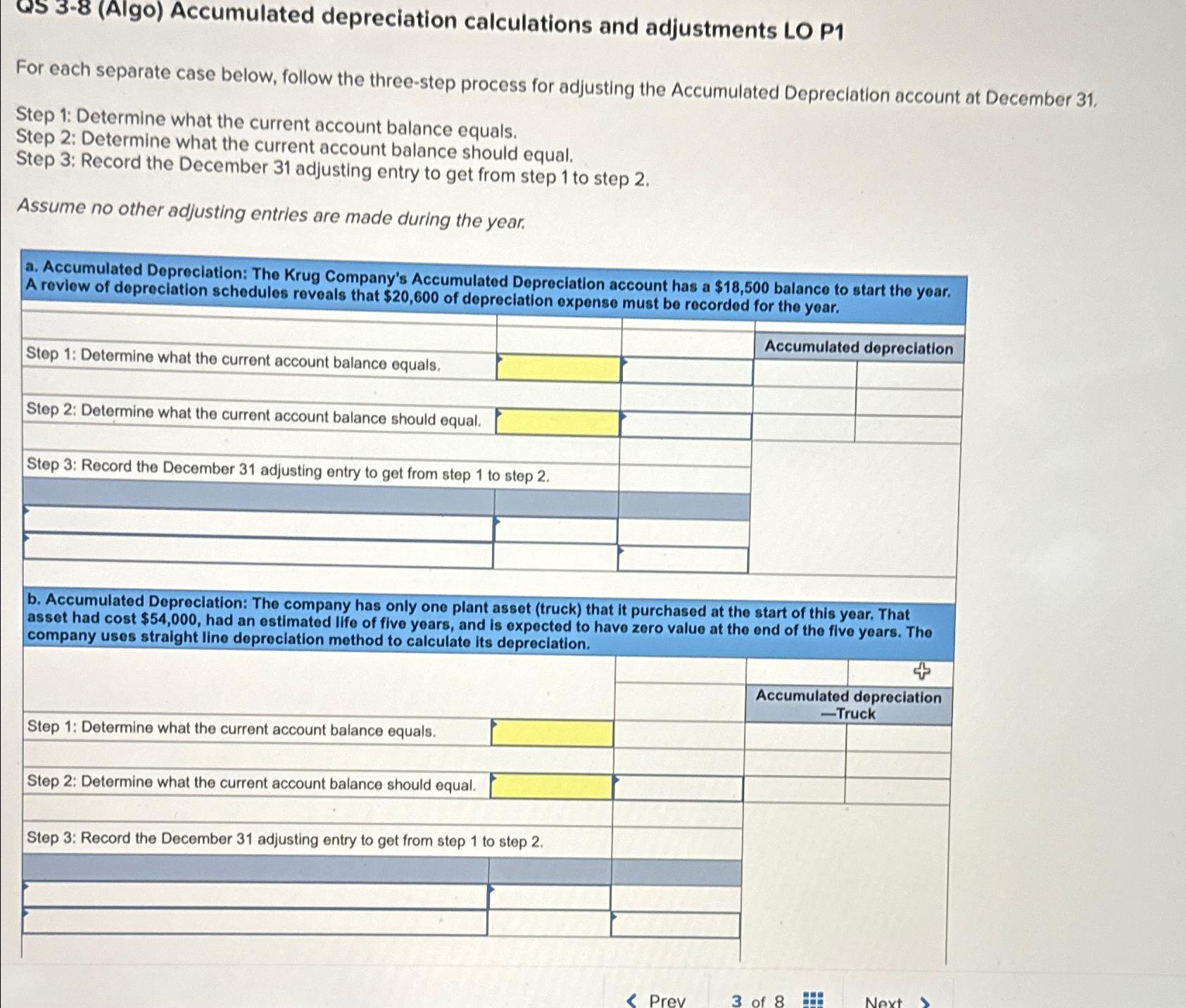 Solved QS 3-8 (Algo) ﻿Accumulated depreciation calculations | Chegg.com