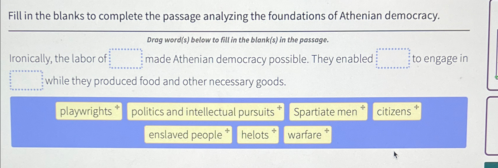 Solved Fill in the blanks to complete the passage analyzing | Chegg.com