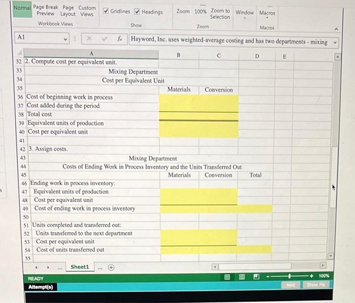 Solved 1. Compute the equivalent units of production using | Chegg.com