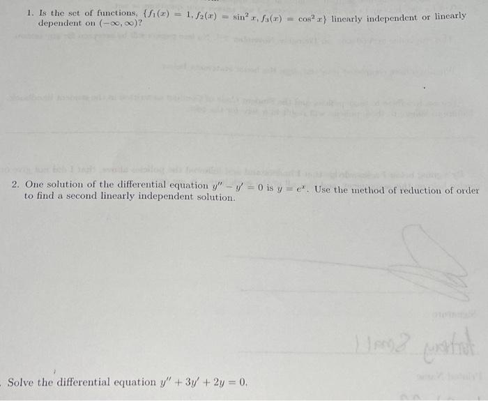 Solved 1. Is the set of functions, | Chegg.com