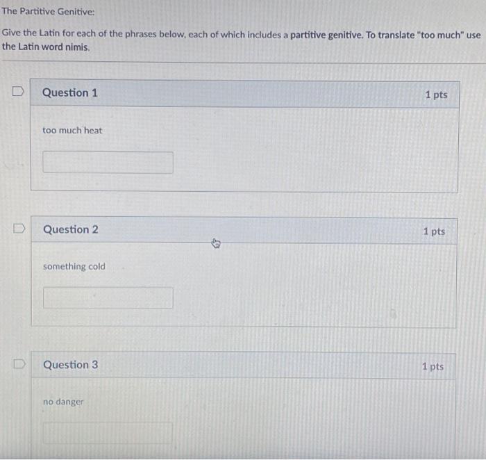 he Partitive Genitive: Sive the Latin for each of the | Chegg.com