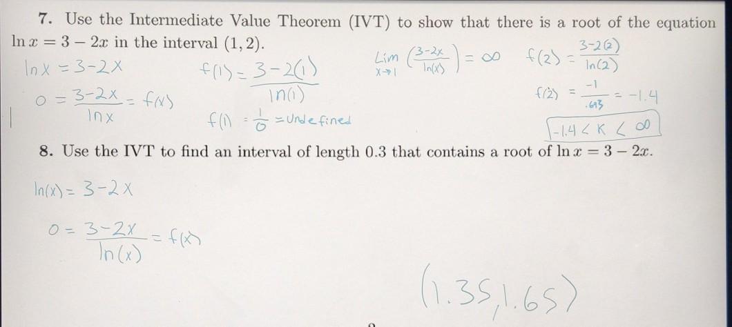 Solved X> 7. Use the Intermediate Value Theorem (IVT) to | Chegg.com