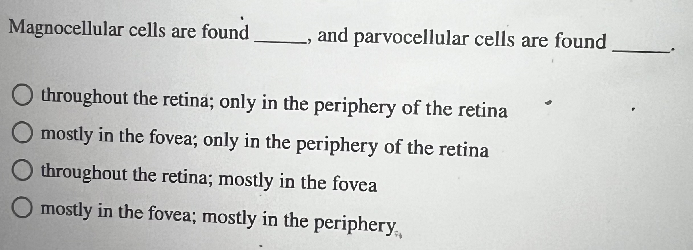 Solved Magnocellular cells are found ﻿and parvocellular | Chegg.com