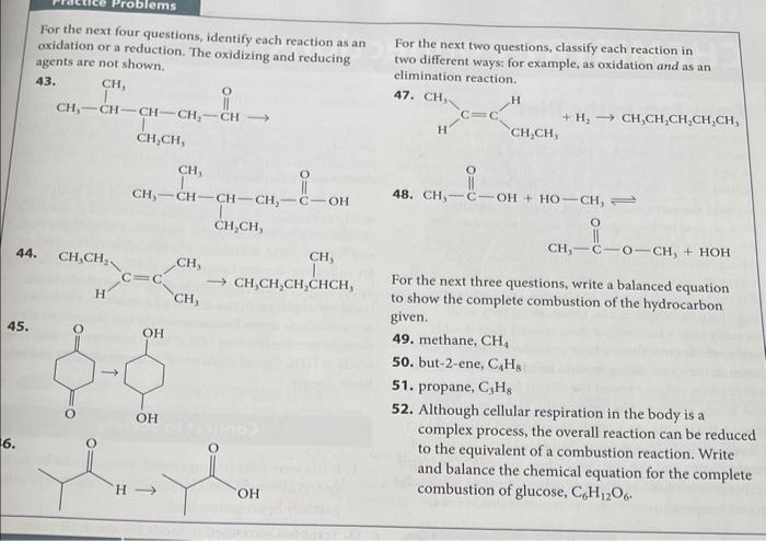 Solved For the next four questions, identify each reaction | Chegg.com