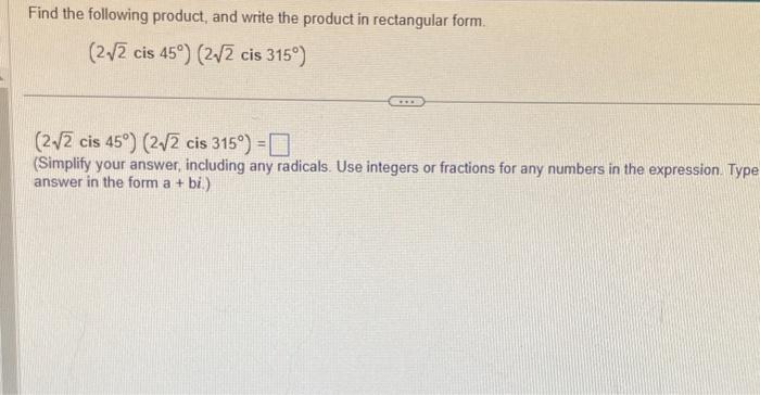 Solved Find the following product, and write the product in | Chegg.com