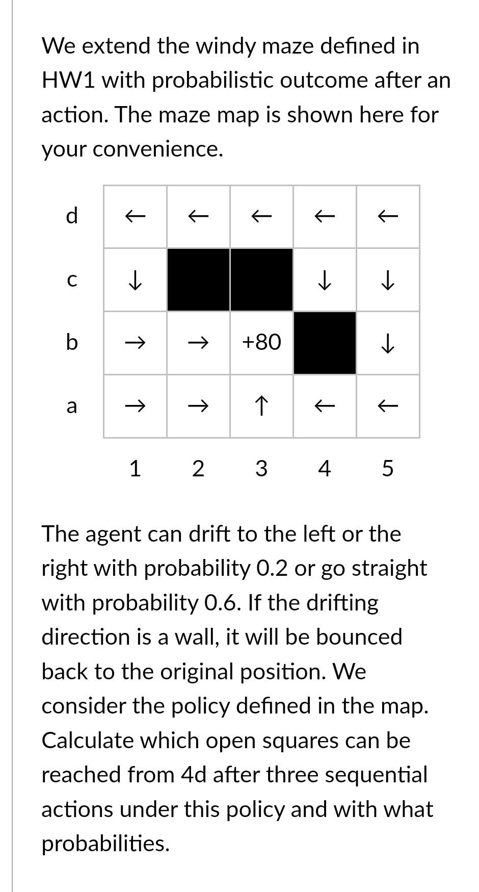 Solved We extend the windy maze defined in HW1 with | Chegg.com