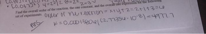 Find the overall order of the reaction, the rate | Chegg.com