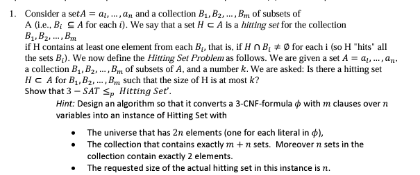 Solved Consider a set A=al,dots,an ﻿and a collection | Chegg.com