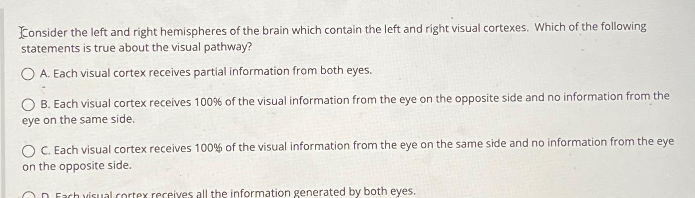 Solved Eonsider the left and right hemispheres of the brain | Chegg.com