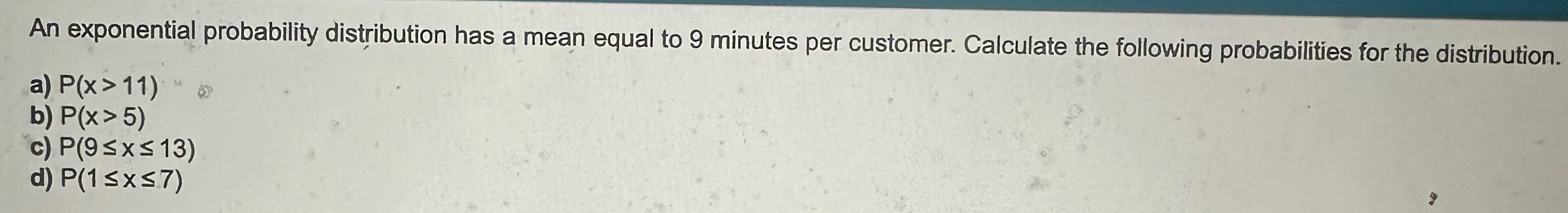 Solved An exponential probability distribution has a mean | Chegg.com