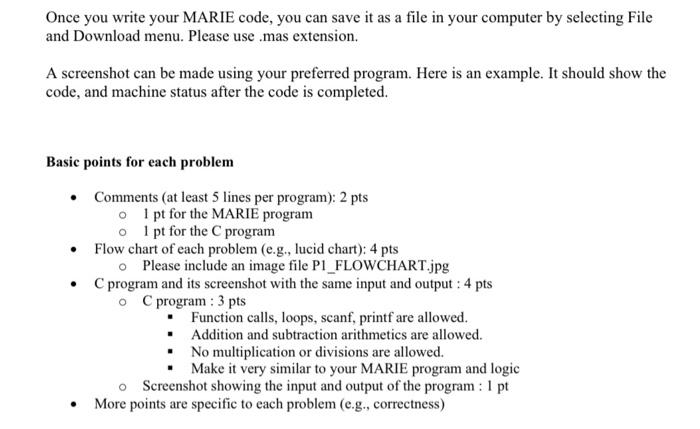 Solved I need to develop a MARIE code using C++. Please | Chegg.com