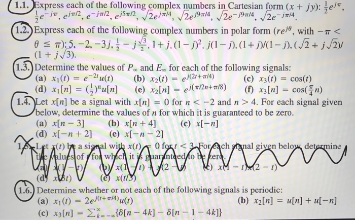 Solved U 1.1. Express each of the following complex numbers | Chegg.com