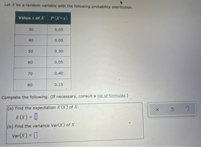 Solved Let X be a random variable with the following | Chegg.com