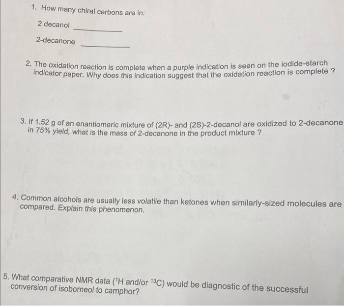 Solved 1. How many chiral carbons are in: 2 decanol | Chegg.com